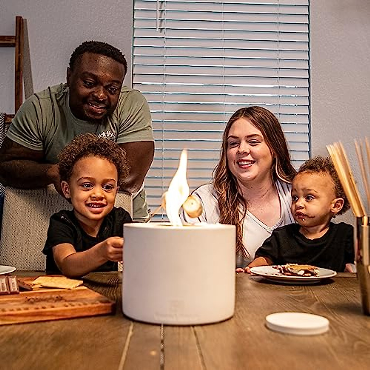 Tabletop Fire Pit - Indoor Concrete Fire Pit Bowl for a Cozy Ambiance - Large Portable Fire Bowl Luxury Indoor & Outdoor Table Top Fire Pit | Long Burning Ethanol Fire Pit for Indoor Fireplace