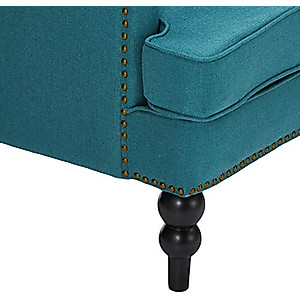 Christopher Knight Home Malone Fabric Club Chair, Wood, Dark Teal , 31.75D x 28W x 35H Inch