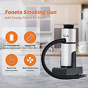 Foneta Smoking Gun Cocktail Smoker Kit with Wood Chips & Cup Lid, Upgraded Portable Indoor Smoke Infuser Whiskey Smoker Kit (starter kit)