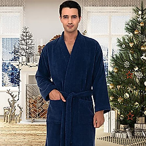 TowelSelections Mens Robe, 100% Cotton Luxury Bathrobe, Soft Terry Cloth Towel Robe for Men Large/X-Large White