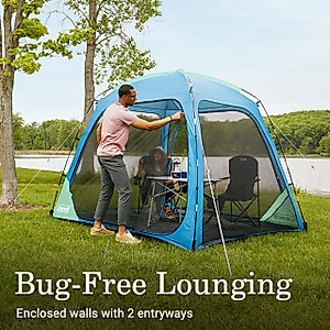 Coleman Skyshade Screen Dome Canopy Tent, 8 x 8 Shade Canopy, UPF 50+ Outdoor Canopy Tent for Camping, Tailgating, and Beach Shade, Medium Blue