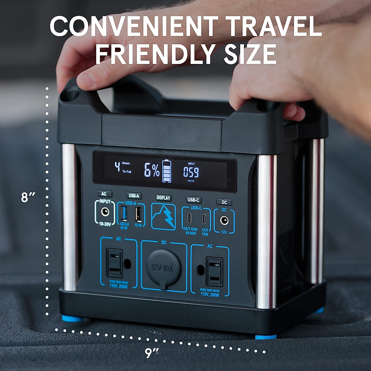 POWER RIDGE X-300 Power Station: Portable 296Wh Lithium-Ion Battery Generator with LCD Screen and Carry Handles for Charging Phones, Laptops & Other Electronics while Camping, Traveling or Road Trips