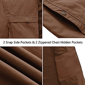 WenVen Men's Casual Canvas Jacket Light Spring Field Windbreaker (Coffee, M)