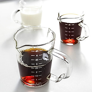 150ml Glass Measuring Cup Double Spouts Espresso Cup Shot Glass Heat-Resistant Handle Transparent Scale Ounce Measure Jugs Mixing Mug for Bar Party Wine Milk Coffee Liquid Heavy Glass Measuring Cup