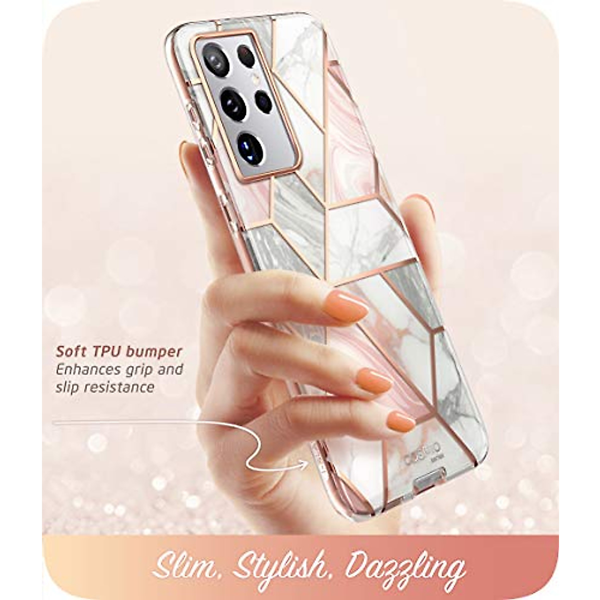 i-Blason Cosmo Series for Samsung Galaxy S21 Ultra 5G Case, Slim Stylish Protective Case Without Screen Protector (Marble)