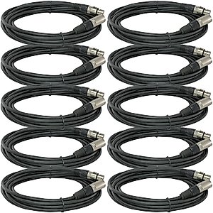 10Pack 25 FT Foot XLR 3 Pin Male Female MIC Microphone Shielded Audio Cable Cord