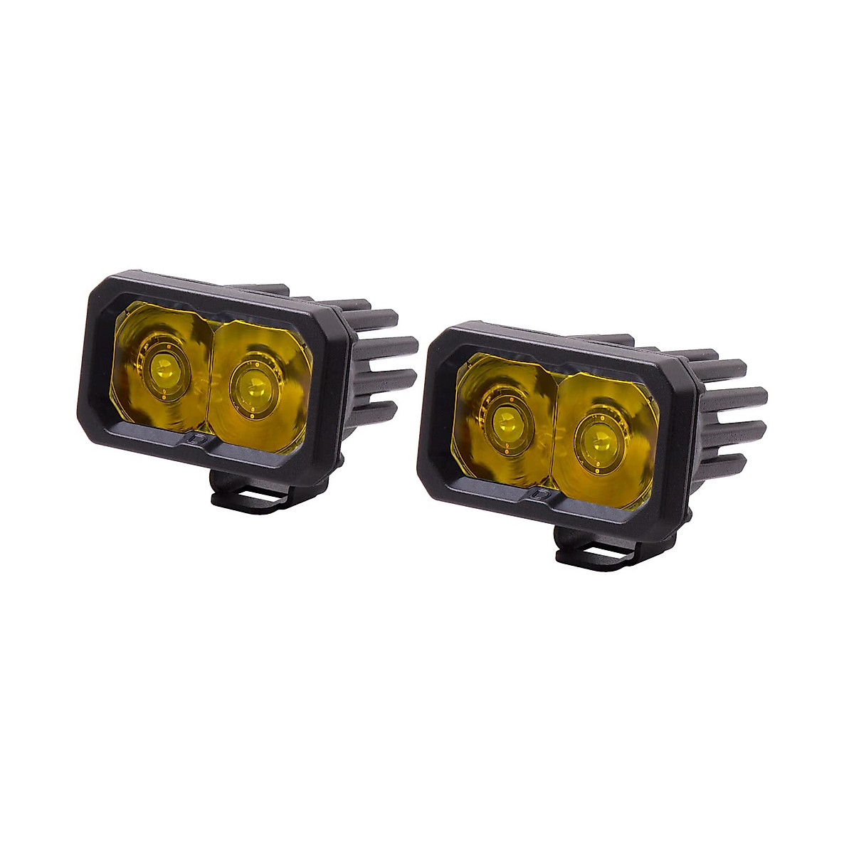 Diode Dynamics Stage Series 2in SAE Yellow Sport Standard LED Pod (pair), Spot w/Amber Backlight