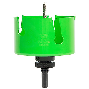 HLOFIZI 4-1/4" Carbide Tipped Hole Saw for 4 Inch Recessed Lights and Dryer Vent, 4.25 Inch Hole Saws Cutting Hardwood, Drywall, Plaster, Ceiling Sheetrock, Fiberglass, 5X Faster, Green