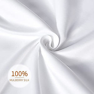 LEJIAN Silk Bedding Pillowcases - 2 Pack Queen Size(20X30 Inch) - Hemstitched Pillow Cases - Soft Silk Pillowcase with Envelope Closure, White