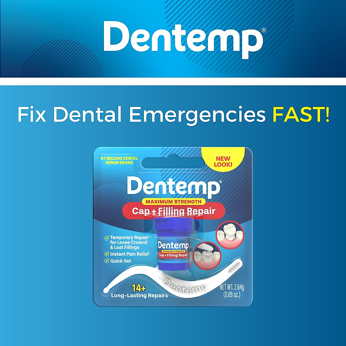 Dentemp Maximum Strength Loose Cap and Lost Filling Repair - Dental Repair Kit for Instant Pain Relief (Pack of 1)
