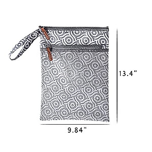 MOMIGO Wet Dry Bags for Baby Cloth Diapers - Reusable, Washable for Stroller, Diapers, Toiletries, Travel Bags, Beach, Pool, Gym Bag with Two Zippered Pockets (Cactus)