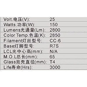 DN-28100 25V 150W R7s 25V150W JPD25V-150WG1 Q150T4/CL-25V Double Ended Halogen Light Bulb Dental lamp (Color : 2 Pieces), JTSF9648