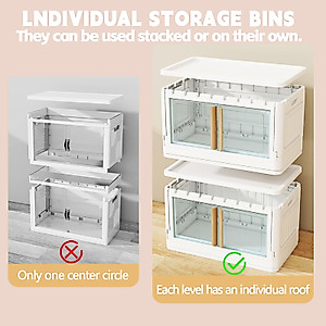 Storage Bins with Lids,78 Quart Plastic White Closet Organizers and Storage,4 Packs Stackable Bins with Wheels,Dual Open Collapsible Storage Bins for Home and Office