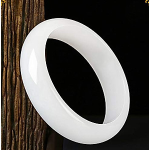 China Natural White Nephrite Jade Bracelets Bangle 52-64mm with Gift Box Free (61-62mm)