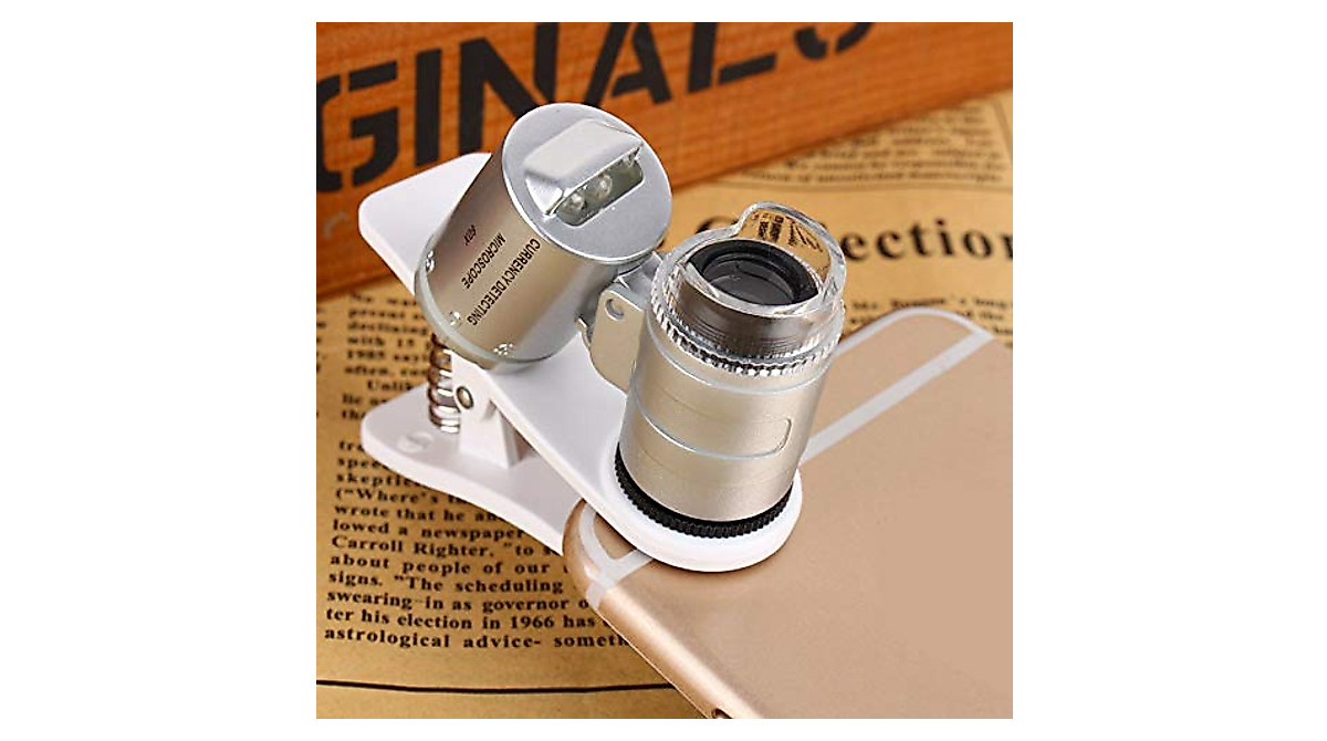 60X Smartphone Magnifier with LED & UV Banknote Detection
