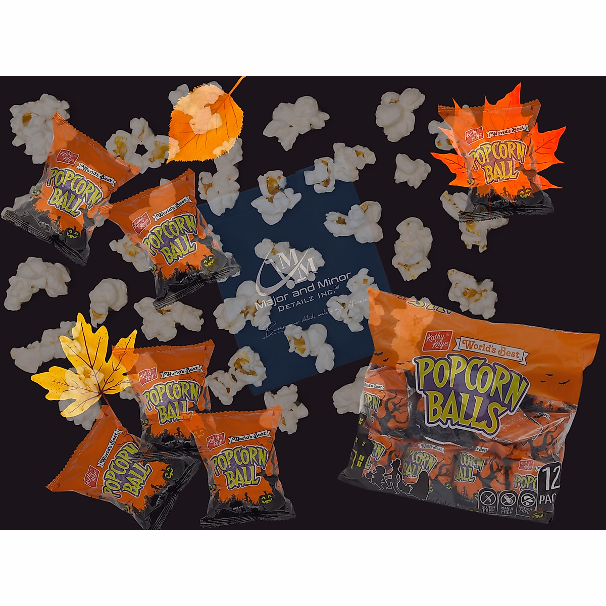 Halloween Popcorn | Popcorn Balls Individually Wrapped | Limited Edition Non Candy Seasonal Flavored Snacks and Treats for Parties Trick or Treating | Reusable Tote | 12 Ct Bundle Set