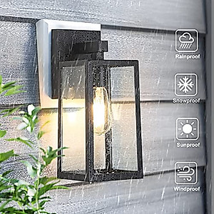 MAXvolador Outdoor Wall Lantern, Exterior Waterproof Wall Sconce Light Fixture, Matte Black Anti-Rust Wall Mount Light with Clear Glass Shade, E26 Socket Wall Lamp for Porch(Bulb Not Included)