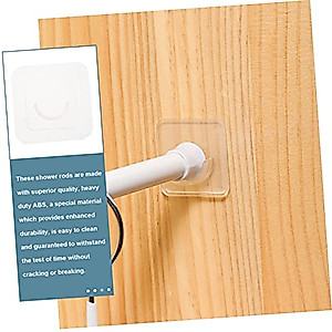 DECHOUS 3pcs Hook Bracket Shower Curtains Hooks Wall Mounted Holder Shower Curtain Holder Adhesive Curtain Rod Holders Shower Rod Mount Retainer Curtain Rod Support Shower Rod Holder Abs