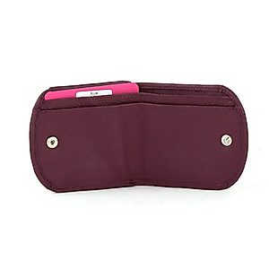 Bacci Leather Impressions Taxi Wallet - Soft Leather, Compact & Snap Pocket on Front, Folding Wallet, Small ID Cards & Coins Holder, Pouch for Men & Women, Coin Case ( Leather, Plum)