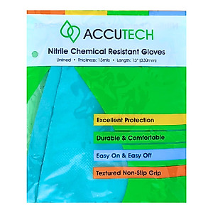 ACCUPOUR Measuring Pitcher, Plastic, Multipurpose - Great for Chemicals, Oil, Pool and Lawn - Ounce (oz) and Milliliter (mL) Increments, Bundle with ACCUTECH Nitrile Gloves (13 mil) XL (32oz)