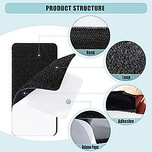 16 Sets 2x4 inch Strips with Adhesive,Heavy Duty Hook and Loop Tape,Carpet Tape,Rug Tape,Strength Backing,Fixing Installing Tape,Wall Hanging No Perforation,Fabric,Couch,Industrial,Office,Household