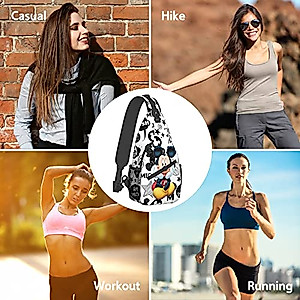 BXXNOS Sling Backpack, Cartoon Crossbody Sling Backpack with Keychain Sling Bag Travel Hiking Chest Bag Daypack Women Men's Gifts Stuff