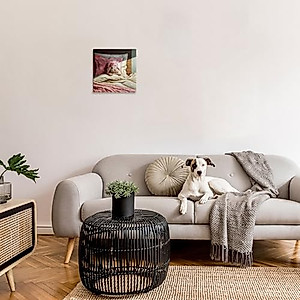 Stupell Industries Bunny Rabbit Resting in Bed Off-White Pink Canvas Wall Art, 17x17