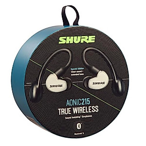 Shure AONIC 215 True Wireless Sound Isolating Earbuds, Premium Audio Sound with Deep Bass, Bluetooth 5, Secure In-Ear Fit, Long Battery Life with Charging Case, Fingertip Controls - White [New Update]