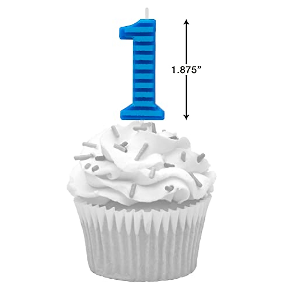 Papyrus Number 1 Birthday Candle, Blue Stripes (1-Count)