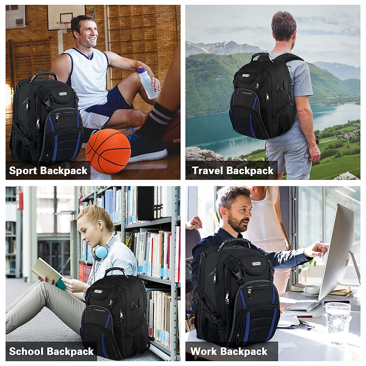 Travel Laptop Backpack, Extra Large Bookbag for Men Women,Basketball Backpack with USB Charging Port RFID Anti Theft TSA Approved,School College Student Water-Resistant Fits 17 Inch Computer Notebook