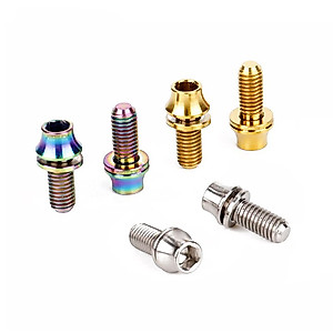 M5x12mm Titanium Bolt with Washers, Bicycle Water Bottle Cage Ti Bolts M5 x 12mm Bolt Hex Screw (4pcs, Multicolored)