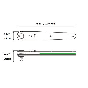 Anex Ultra Low Profile Offset Ratcheting Screwdriver 90 Degree Angled For Tight Area (Magnetic 2 Bits Set) Straight Flathead, Green