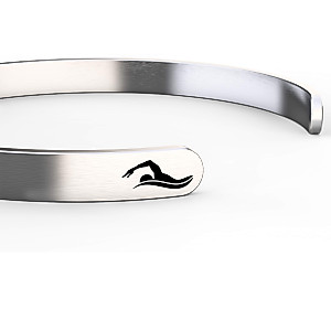 Happy Kisses Swimmer Gift Bracelet – Swim Gifts – Oxygen Is Overrated – Adjustable Cuff for Women, Men, Girls, Boys, & Teens