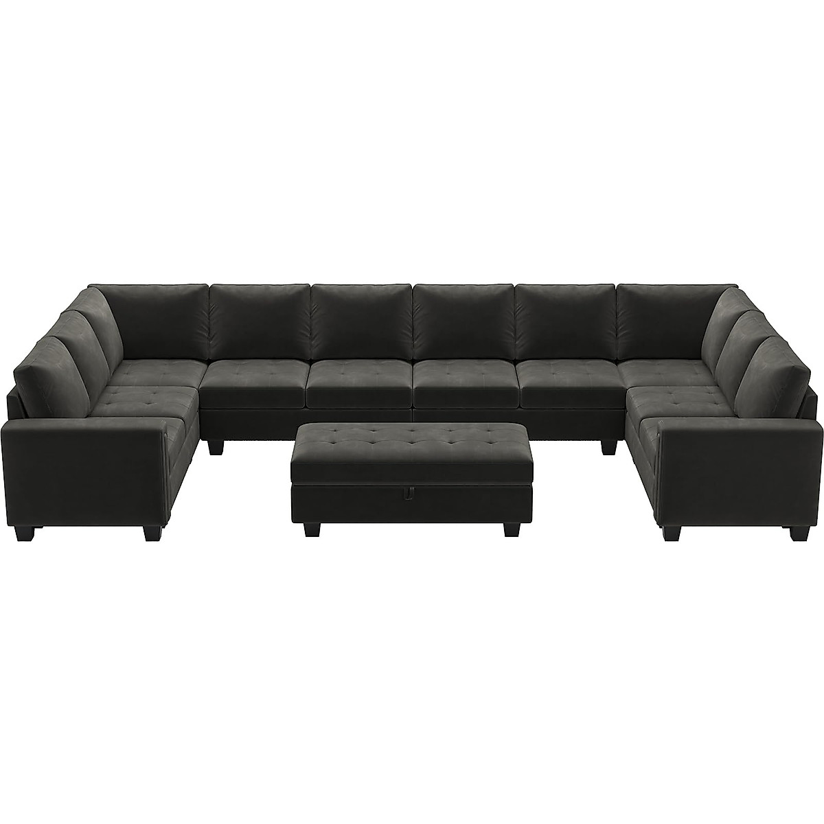 Belffin Oversized Velvet U Shaped Sectional Sofa Set Modular Sectional Sofa Set Convertible Sectional Sofa Couch with Storage Ottoman Corner Modular Sofa Couch Grey