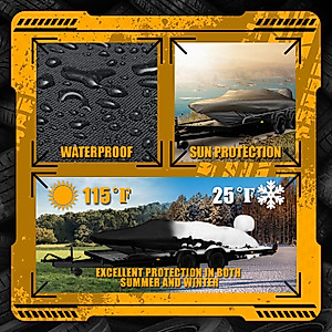 TMS 19 Ft Boat Cover with 96 Inch Beam Width for Bass Boat, Jon Boat, V-Hull Boat, Tri-Hull Boat, Fishing Runabouts, 8000 Pa Full Boat Hull Protection (Black)