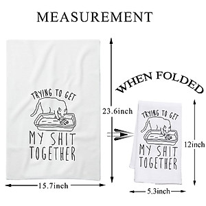 BDPWSS Cat Kitchen Towels for Cat Lovers Trying to Get My Shit Together Funny Cat Mom Home Decor Cat Owner Dish Towel (My Shit Together TW)