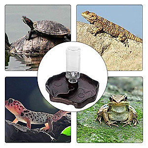 Tfwadmx Reptile Water Bottle, Turtle Food and Water Bowl Automatic Feeders Waterer Tortoise Dispenser Bottle Feeding Dish for Lizard Chameleon