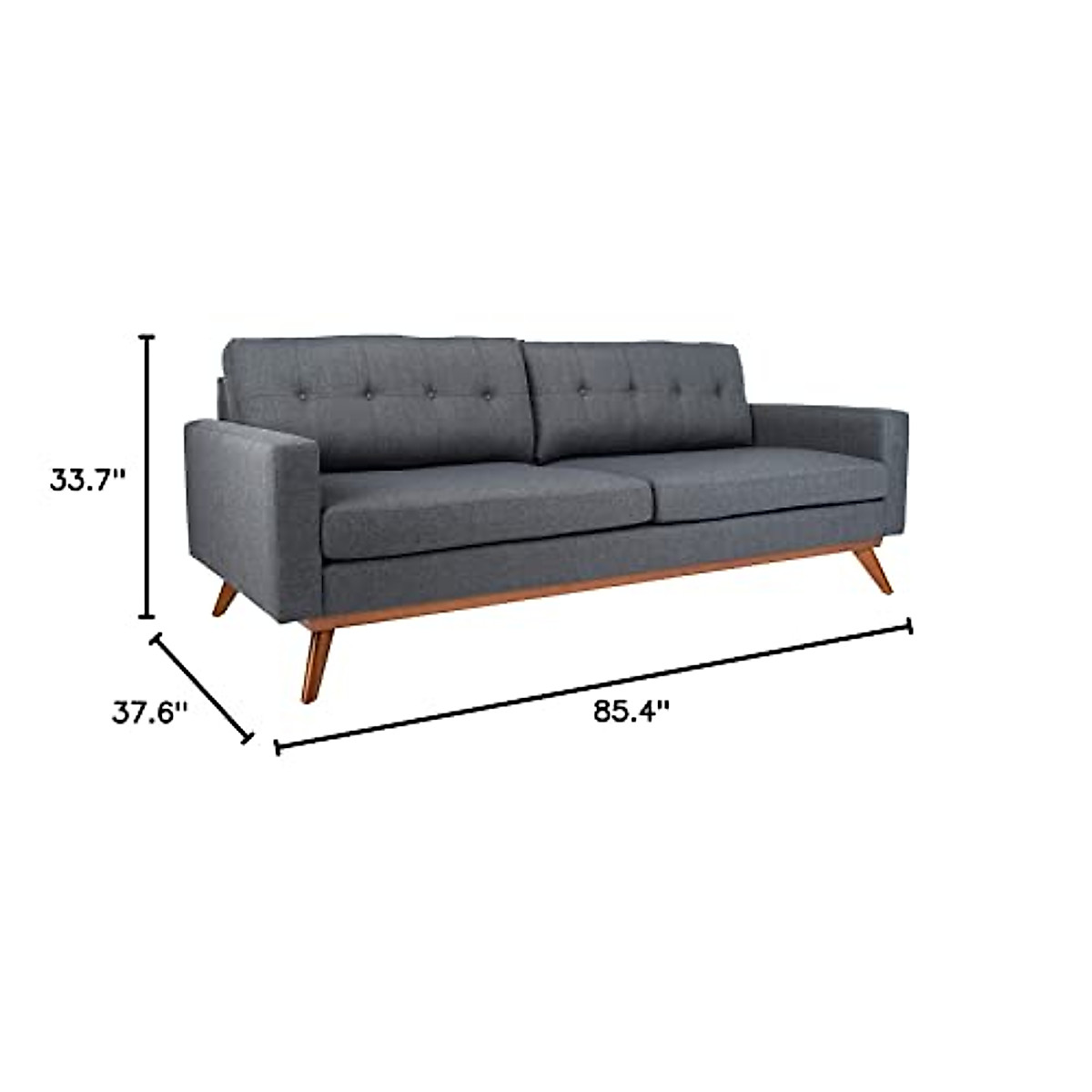 Safavieh Couture Home Gneiss Mid-Century Modern Slate Grey and Dark Brown Tufted Sofa