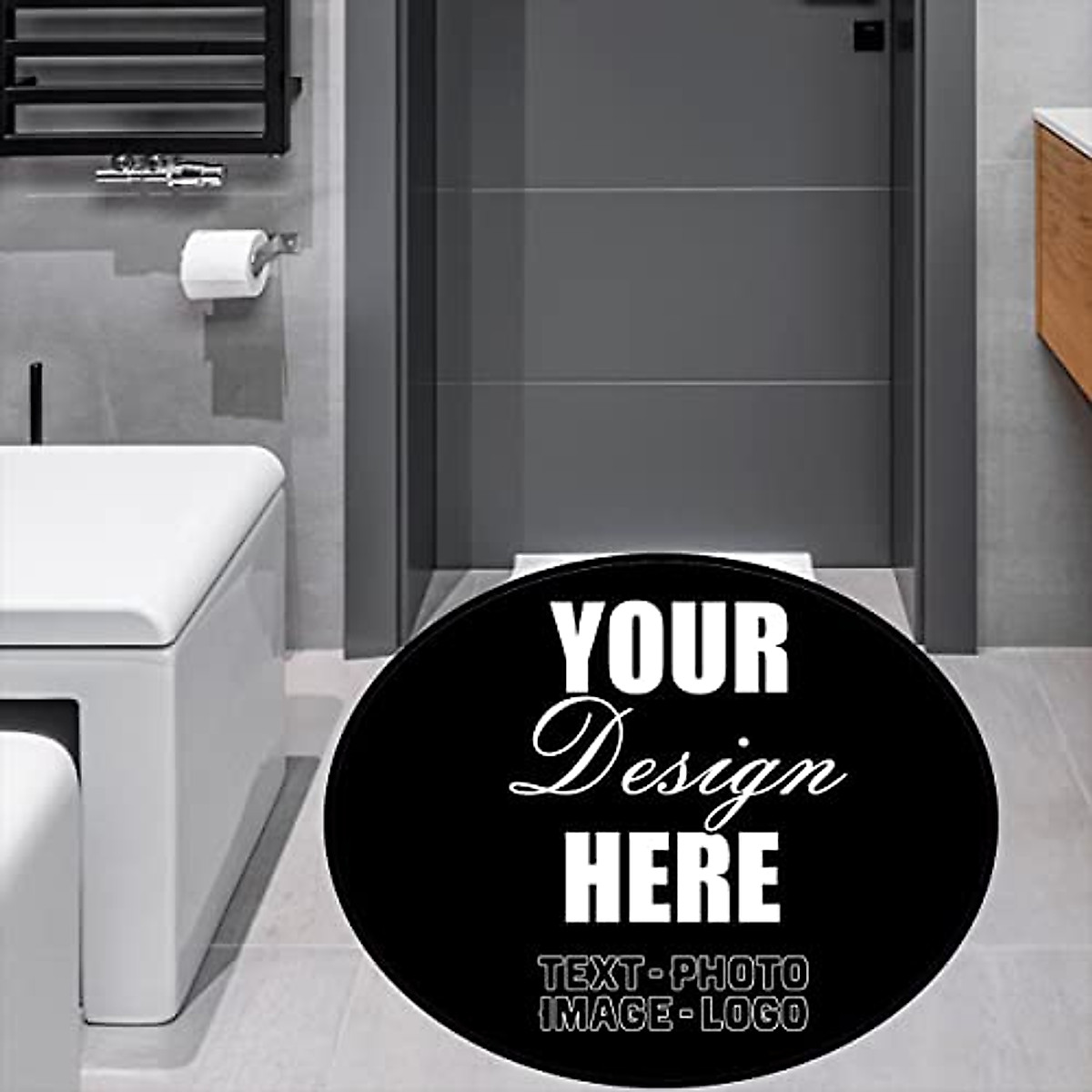 Customized Chair Mat for Carpet Personalized Add Your Own Logo Image Text Photo Area Carpet Anti Slip Washable Decorative Door Mat for Home Garden Office, Black, 47 Inches