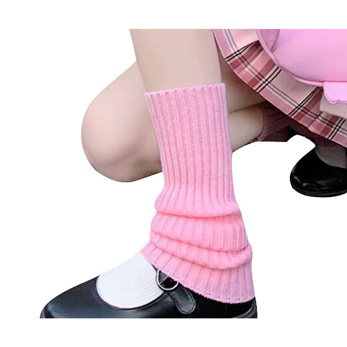 CHUNG Women Juniors Knitted Leg Warmers 16.5" Neon Party Dance Sports Fitness Accessory Pack of 1/2/3 (One Size, Light Pink)