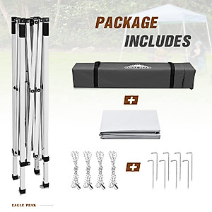 EAGLE PEAK 8x8 Slant Leg Pop-up Canopy Tent Easy One Person Setup Instant Outdoor Beach Canopy Folding Portable Sports Shelter 8x8 Base 6x6 Top (White)