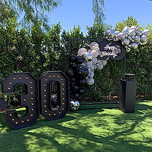 NISOCY Black Silver White Confetti Balloons Arch Kit, 120 PCS 12in 10in 5in Latex Balloons Garland Arches Kit for Birthday, Wedding, Anniversary, Celebrations Party Decoration