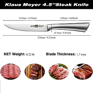 Klaus Meyer Hasta Premium High Carbon Steel 4 Piece 4.5 inch Steak Knife