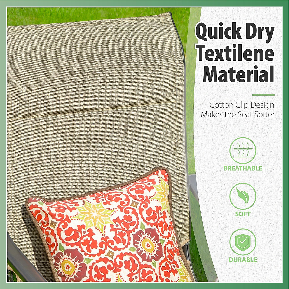 Sophia & William Patio Dining Set, Grey, 7 Piece, Outdoor Furniture, Patio Table and 6 Chairs, Quick Dry Textilene Support, 350 lbs