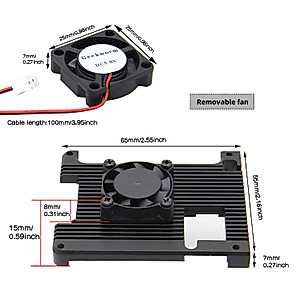 Geekworm 7mm Thickness Embedded Heatsink with Fan (P165-A) for Raspberry Pi 4, Armor Aluminum Radiator with 5V Cooling Fan Compatible with Raspberry Pi 4 Model B Computer
