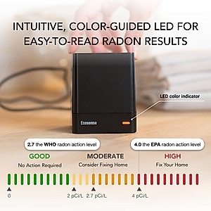 Ecosense EQ100 EcoQube, Smart Continuous Radon Detector for Home, Easy to Use, Accurate, Wi-Fi, USA Version pCi/L