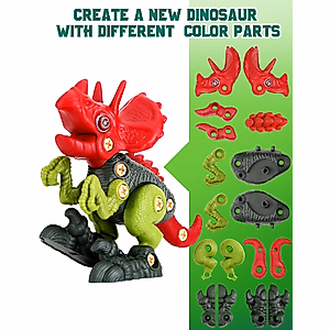EduCuties Dinosaur Toys for Kids 3-5, Take Apart Dino Games for Boys Girls Age 5-7, Construction Building Educational STEM Sets with Electric Drill for Children Birthday Present