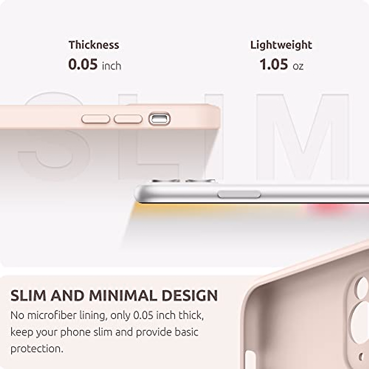 SURPHY Square Silicone Case Compatible with iPhone 11 Pro Case 5.8 inches, Square Edges Liquid Silicone Phone Case (Individual Protection for Each Lens) for iPhone 11 Pro (Light Pink)