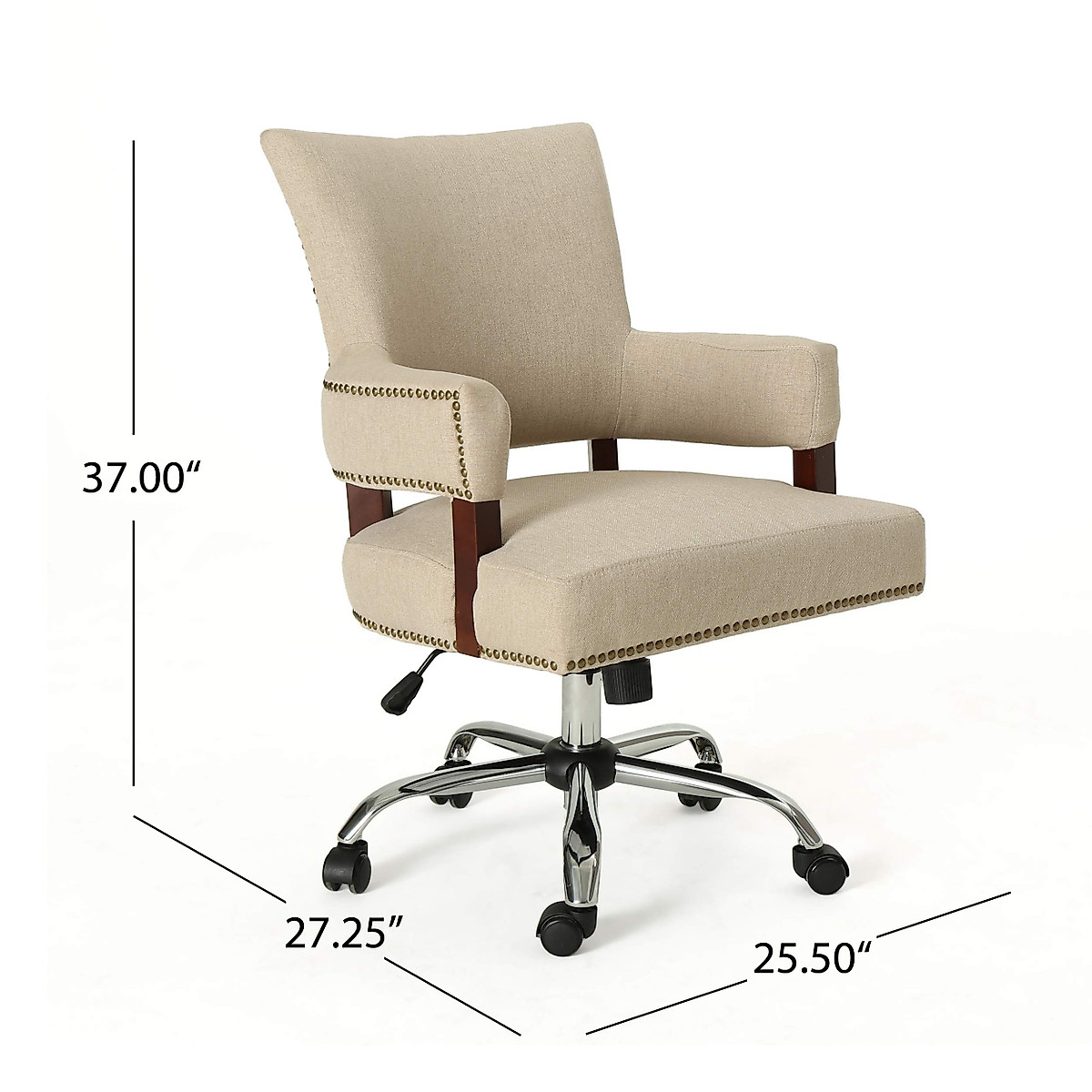 Great Deal Furniture May Traditional Home Office Chair, Wheat and Chrome