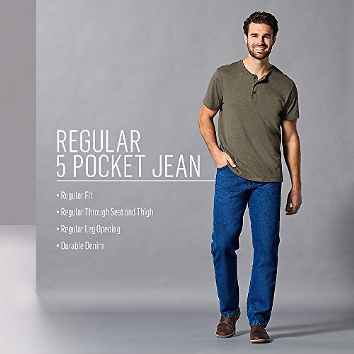 Rustler Men's Classic Regular Fit, Stonewash, 34W x 30L